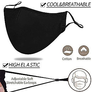 YYTDAISHU 10 Pack Black Reusable Breathable Cloth Face Protection, Adjustable Washable Male and Women Fashion Face Protection Cover