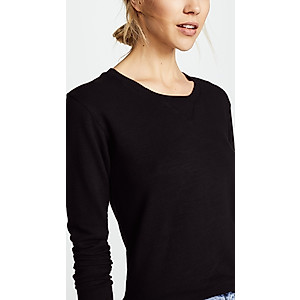 Monrow Women's Supersoft Crew Neck Sweatshirt, Black, Extra Small