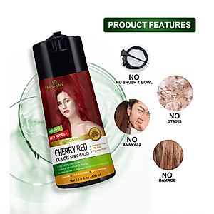 Herbishh Color Shampoo and Conditioner for Gray Hair - Enriched Dye Formula, Long-Lasting & DIY (Cherry Red)