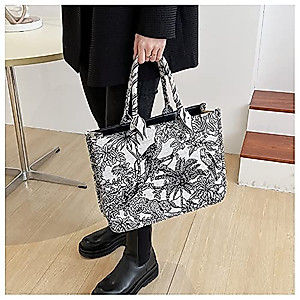 MANMU TOTE temperament Large -capacity messenger bag Tongcot Bags canvas Fashionable knitted handbag goddess goddess (Large) White