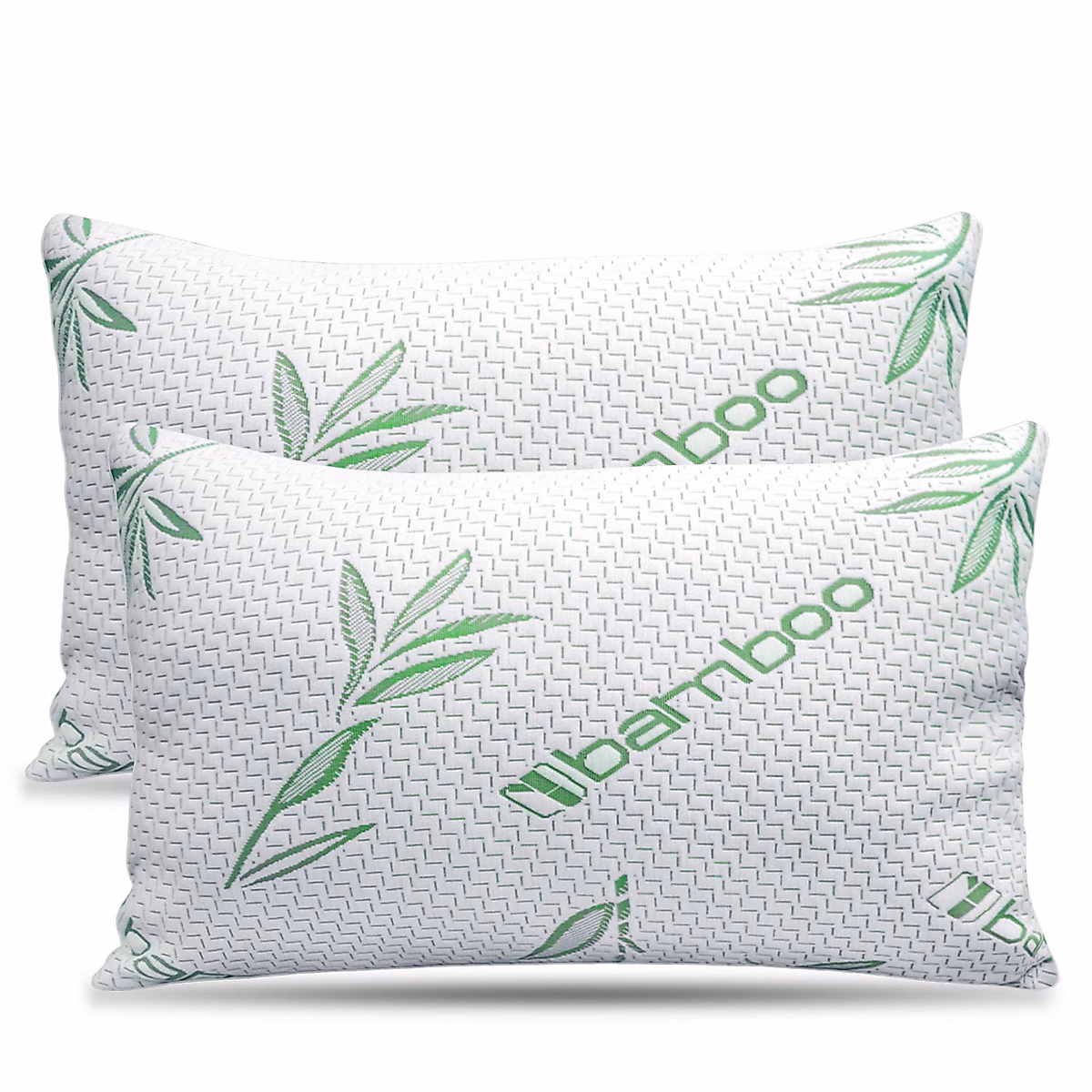 2 Pack King Size Rayon Derived from Bamboo Pillow, Cooling Shredded Memory Foam Bed Pillows Sets for Back, Stomach, Side Sleepers, Adjustable to Soft / Firm, Washable Cover, King (Pack of 2)