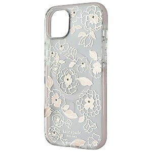 Kate Spade New York Defensive Hardshell Case Compatible with MagSafe for Apple iPhone 14 Plus - Gold Floral [KSIPH-240-GFL]