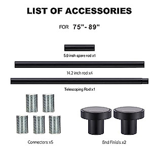 BRIOFOX Shower Curtain Rod Adjustable 75-89 Inch, Spring Tension Shower Rod No Drilling Non Slip, Matte Black