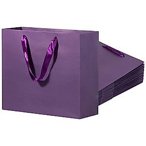 driew Large Purple Gift Bags, 12 Pack Extra Large Purple Gift Bag Ribbon Handles Heavy Duty Paper Gift Bags 12.6x4.5x11 inches Party Gift Bags for Shopping, Pakcing,Retail