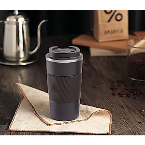 17oz Stainless Steel Vacuum Insulated Coffee Travel Mug for Ice Drink & Hot Beverage, Double Wall Travel Tumbler Cups with Spill Proof Lid, Car Thermos Gift for Men and Women (Brown)