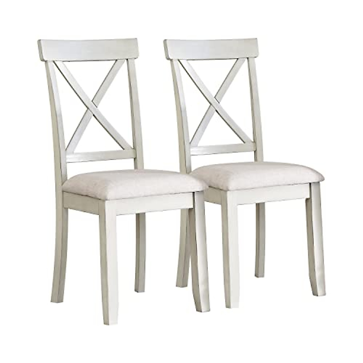 VIFAH Lafayette Wood Upholstered Dining Chairs (Set of 2), 17" L x 22" W x 38" H, White