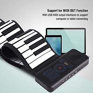 Roll Up Piano 88 Keyboard Aufrollbares Klavier Tasten,Electronic Keyboard Hand Rolling Up Piano Built in 1100mAh Li on Battery(Rolling Up Piano+Pedal+USB Cable+DC Power Cable+Storage Bag)