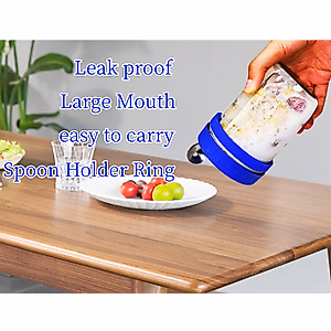 KETWOD Overnight oats containers jars with lids and spoons.The 16oz mason jars for overnight oats can store oats, fruits, vegetables, chia seeds, etc. 2 colors overnight oats jars.