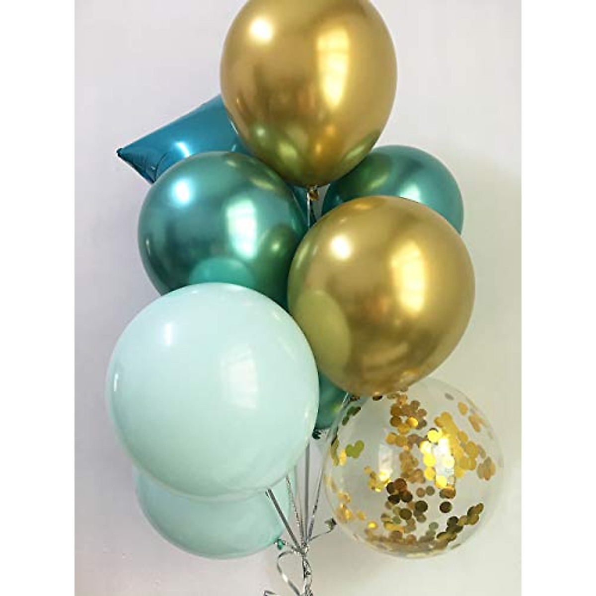 Birthday Decorations Mint Green Gold - Happy Birthday Balloons Chrome Green Set Foil Bannner for Kids Men Women Bday Party Decor Kit Supplies
