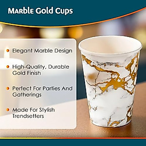 Silver Spoons Gold 9 Oz Marble Collection Disposable Coffee Cups - 18 Count
