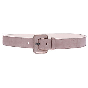 1 1/2" Inch Stitching-Edged Suede Leather Belt, Beige | L/XL-40"
