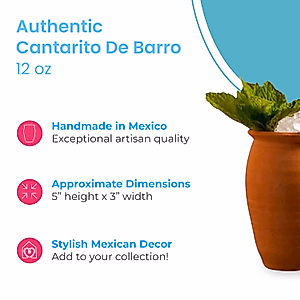 LAVO HOME Red Clay Terra Cotta Mexican Pottery Cantaritos Cocktail Drink Cups, Traditional Authentic Cantarito De Barro Jarritos - 12 oz - Made in Mexico - Micheladas & Palomas (Set of 2)