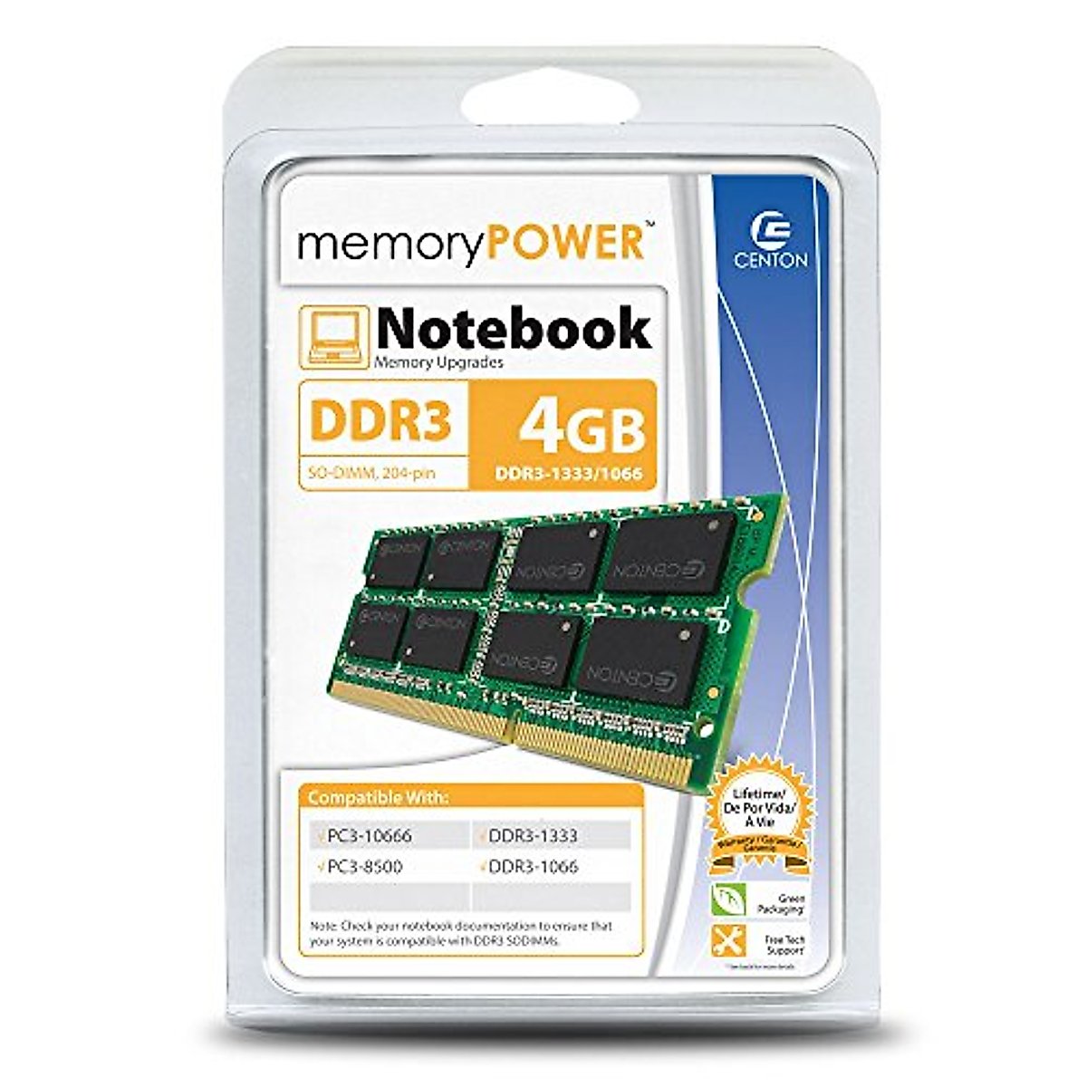 Centon Electronics 4 DDR3 1333 (PC3 10600) Memory R1333SO4096