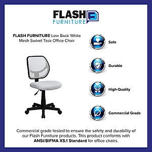 Flash Furniture Neri Low Back White Mesh Swivel Task Office Chair
