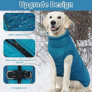 IDOMIK Warm Dog Coat with Built-in Harness,Warm Dog Winter Coat,Dog Cold Weather Coats Zipper,Waterproof Dog Jackets Thicken Dog Fleece,Windproof Dog Snow Jacket Snowsuit for Small Medium Large Dogs