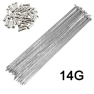 JINYAWEI Spokes Nipples 10 X 14G Bicycle Spokes with Nipples Stainless Steel Mountain Road Bike High Strength Bicycle Spokes Cycling Spokes (Color : 266MM)