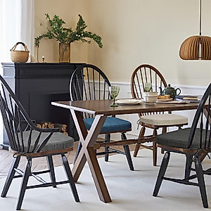 baibu 17 x 16 Inches Dual-Layer Patent Design Memory Foam Non-Slip Kitchen Chair Pad and Dining Seat Cushion with Ties Machine Washable Cover - Black