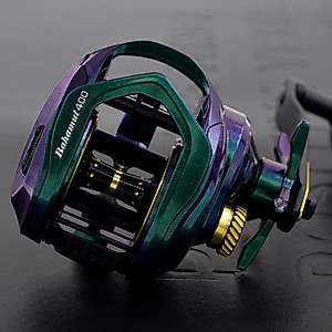 CAMEKOON Bahamut 400 Baitcasting Fishing Reels, Chameleon Paint, 10+1 Stainless Steel Bearings, 35 LBs Carbon Drag, Longer Power Handle, Carbon Fiber Frame and Side Covers, Large Capacity Baitcaster