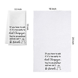 XIKAINUO Drink Champagne Waffle Cotton Kitchen Towels Hand Towel, Kitchen Restaurant Decor Towel Flour Sack Dish Towel for Woman, Man, Husband, Wife, Christmas, Valentine's Day Gifts