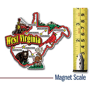 West Virginia Jumbo State Magnet by Classic Magnets, 4.1" x 3.6", Collectible Souvenirs Made in The USA