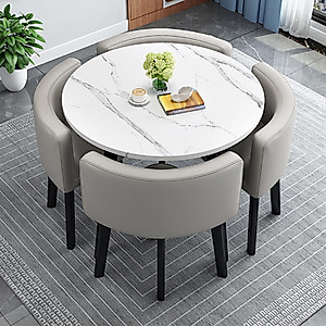 Office Reception Room Club Table, Coffee Table and Chair Set, Reception Table and Chair Combination Negotiation Table, Cafe Balcony Living Room Simple Round Dining Table 80cm ( Color : Light gray )