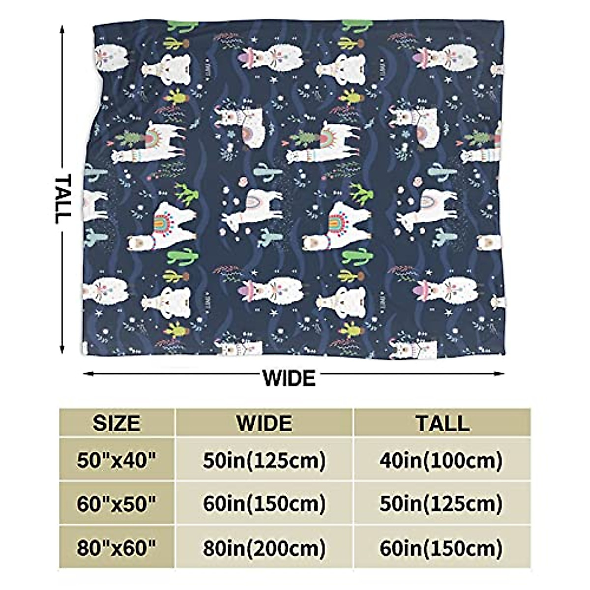 Cute Llama Soft Warm Throw Blanket Lightweight Flannel Fleece Bed Blanket Gift for Girls Boys Men Women Chair Couch 60"x50"
