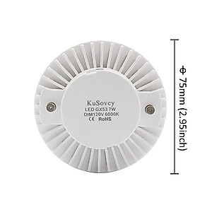 KuSovcy Gx53 LED Light Bulb, 7W 6000K Daylight Traditional Halogen Replacement GX53 Spotlight Recessed Lighting for Cabinet,Exhibition,Showcase,Shop Showroom,Ceiling Lamp, 2-Pack