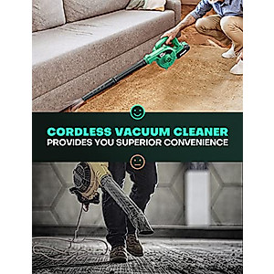 KIMO Cordless Leaf Blower & Vacuum, 2-IN-1 20V Leaf Blower Cordless with Battery and Charger, 150CFM Lightweight Mini Cordless Leaf Vacuum, Handheld Electric Blowers for Lawn Care /Dust/Pet Hair