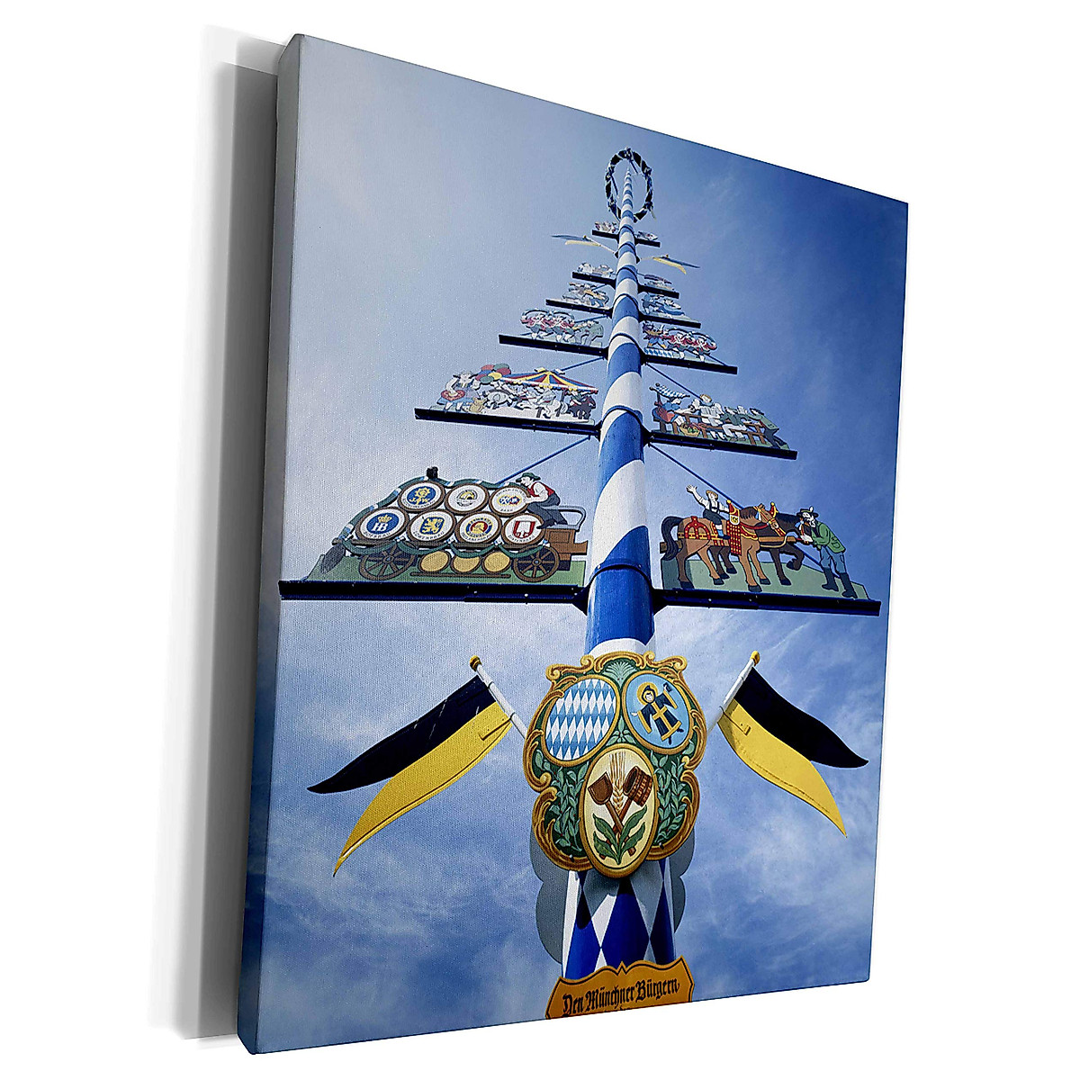 3dRose Germany, Munich, Maypole at the Viktualienmarkt - Museum Grade Canvas Wrap (cw_189302_1)