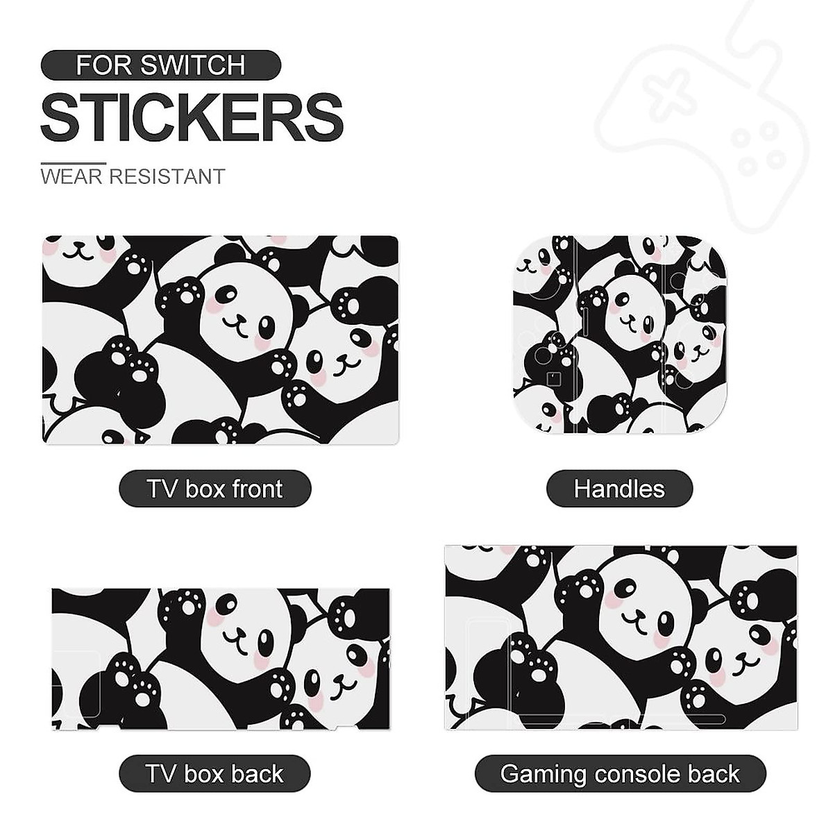Cute Panda Switch Skin Sticker Full Wrap Cover Decal Protective Film Sticker for Switch