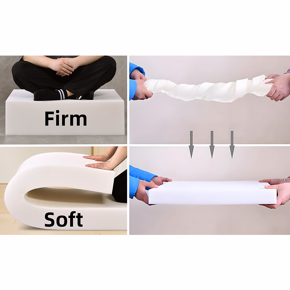 SINCERE Custom 2"-3 in-4 inch Foam Mattress Topper, Cut to Twin Full Queen King Size Bed Topper, Soft Firm Mattress Pad for Sleeper Sofa Couch RV Chair Cushion Pillow Top, Soundproof Foam Sponge