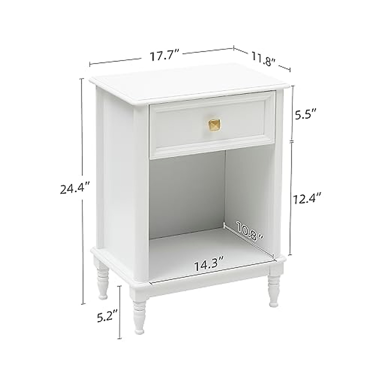 IDEALHOUSE White Nightstands Set of 2, Bedroom Nightstand with Drawer and Storage Shelf, Modern End Table Side Table for Bedroom Living Room College Dorm