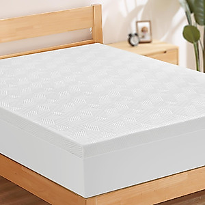 3 Inch Gel Memory Foam Mattress Topper Queen Size, High Density Memory Foam Mattress Pad Cover with 8-21" Deep Pocket for Pressure Relief, Pillow Top with Removable Viscose Made from Bamboo Cover