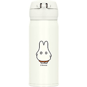 Thermos JNL-404B WH-OR Water Bottle, Vacuum Insulated Travel Mug, 13.5 fl oz (400 ml), Miffy White Orange