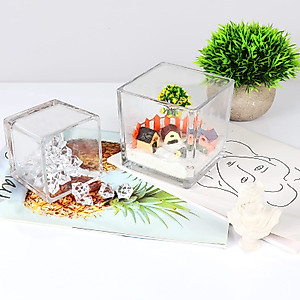 12 Pack Clear Square Glass Vases, Planter Terrarium Flowers Vase Candle Holder for Home,Garden, Wedding Centerpiece Decrations and Formal Dinners (Width 3", Height 3")