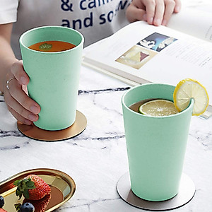 Roucerlin 4 Pack 20 OZ Wheat Cup, Unbreakable Reusable Wheat Straw Drinking Cup, Coffee, Tea, Water, Beer, Milk, Juice Cup, Stackable Travel Cup (Green)