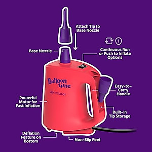 Balloon Time Electric Air Inflator and Deflator - Powerful Portable Electric Air Pump for Balloons, Balloon Arch, Party Decorations, Inflatables, and Air Mattresses