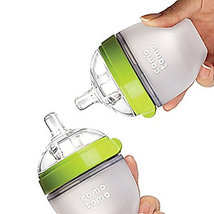 Comotomo Natural Feel Baby Bottle, Anti-Colic Nipple for Newborns, Slow Flow, Green, 5 Ounce, 2 Count