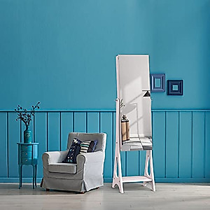 AnQuipet jewelry cabinet floor standing,freestanding jewelry cabinet with full- length mirror, Standing Mirror with Jewelry Storage for Bedroom
