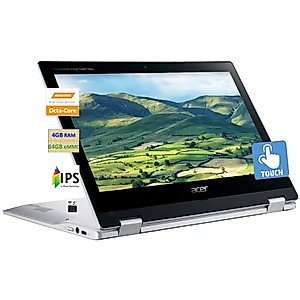 Acer 2023 Newest X360 Chromebook Spin 2-in-1 Convertible Laptop Student Business,8-Core MediaTek MT8183C Processor,11.6‘ HD Touch IPS,4GB RAM,64GB eMMC,WiFi 5,Chrome OS+MarXSolCables,Pure Silver