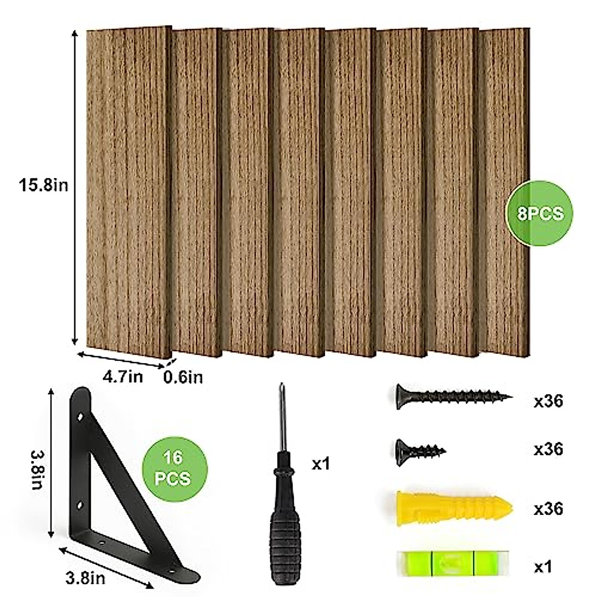 Fixwal Floating Shelves Wall Shelves Width 4.7in Rustic Wood Set of 8, Wall Storage Shelves for Bedroom, Living Room, Kitchen, Bathroom, Office and Plants (Carbonized Black)