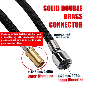 K-1219935-BC Hose Kit for Kohler Pull-Down Kitchen Faucet, K-1304674-BC Sink hose attachment, Pull-Out Kitchen Faucet Hose Replacemnet Part K-1304674-BC/K-1219935-BC, Bright Chrome