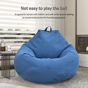 Bean Bag Chair Sofa Cover(No Filler), Lazy Lounger High Back Large Bean Bag Storage Chair Cover Sack for Adults and Kids Without Filling (Blue, XL)