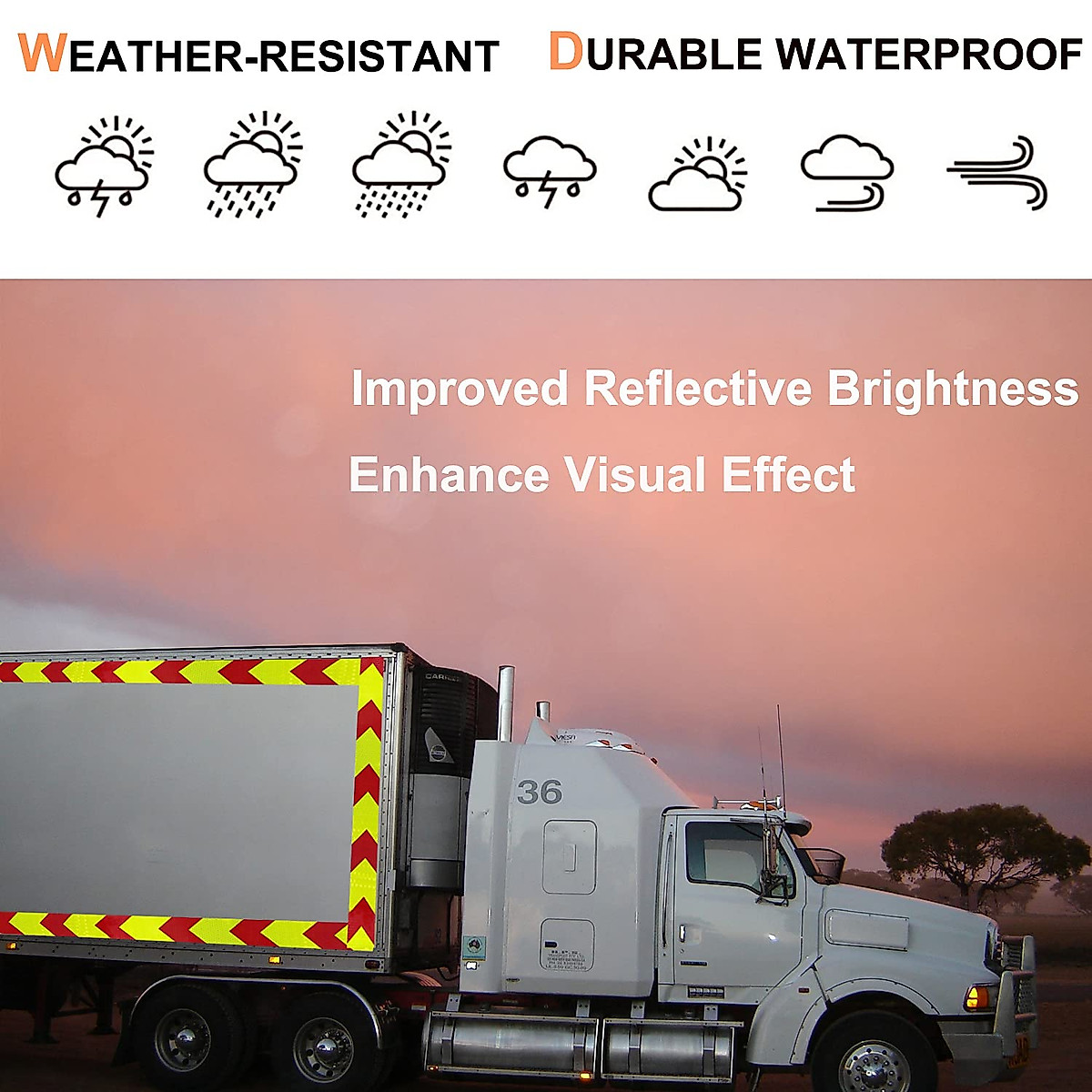 MOLTRES Waterproof Reflective Tape,Red & Yellow 2inch X 30Feet Conspicuity Adhesive Safety Tape,High Visibility Arrow Hazard Warning Reflector Tapes for Trucks Trailer Vehicle Outdoor Signs