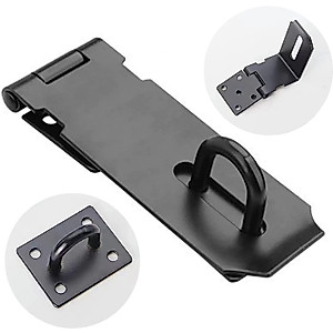 Padlock Hasp 4 Inch Door Hasp Latch Lock Stainless Steel Padlock Clasp Black Hasp Lock Gate Hasp with Fixing Screw for External Doors Window Cabinet Pet Cage