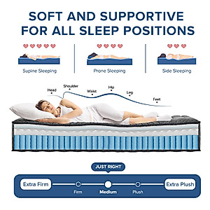Twin-XL Mattress, 8 Inch Medium Firm Hybrid Mattress with Pocketed Springs, Breathable Convoluted Foam, Twin-XL Size Mattress in a Box, Pressure Relief and Support, Antistatic, CertiPUR-US Certified