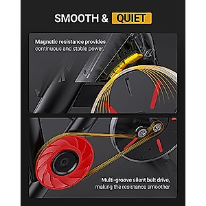 MERACH Exercise Bike, Bluetooth Stationary Bike for Home with Exclusive APP, Indoor Cycling Bike with Magnetic Resistance, 330lbs Weight Capacity, iPad Holder