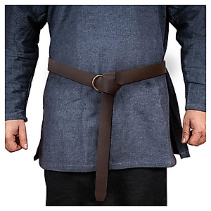 HiiFeuer Medieval Ring Belt with Vintage Belt Bag, Retro Renaissance Middle Ages Faux Leather Belt and Belt Pouch, Portable Side Pack Set for LARP Ren Faire