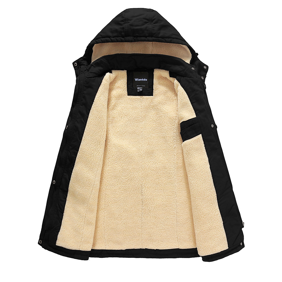 wantdo Women's Warm Thickened Parka Jacket Black XL Ladies' Water Resistant Winter Coat Navy XL