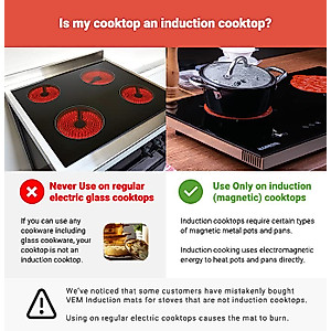 VEM Induction Cooktop Mat - Silicone Scratch Protector - for Magnetic Stoven - Non slip Pads to Prevent Pots from Sliding during Cooking (8,46 inches) Black